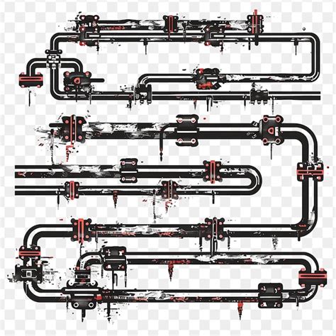 Premium Psd Industrial Borderlines Design With Metal And Pipe Decoration Tattoo Line Ink Art