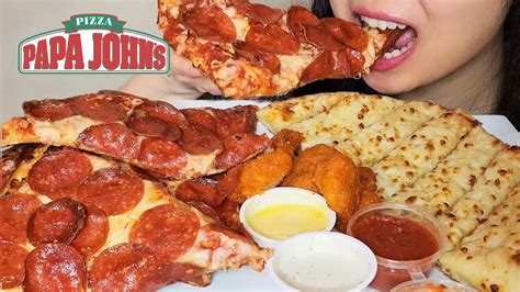 Papa Johns Shaqaroni Pizza Asmr Mukbang Cheese Sticks Boneless