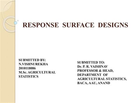 Response Surface Design Pptx Agriculture Industries