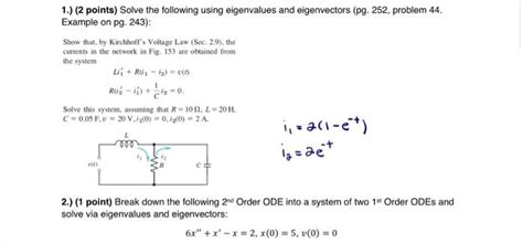 Solved Points Solve The Following Using Eigenvalues Chegg