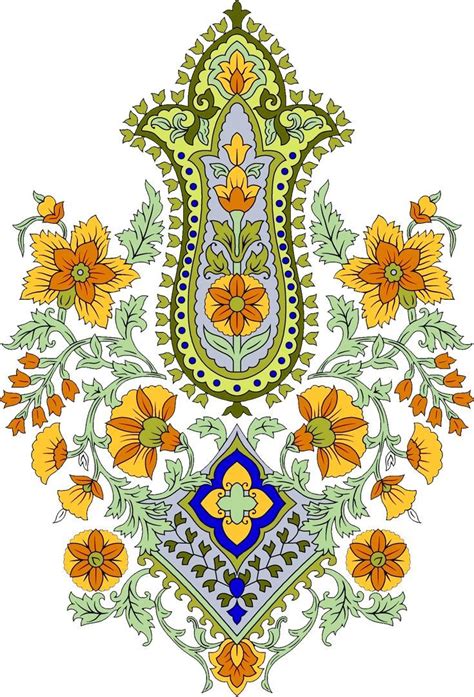 Ornate Paisley Design With Yellow Flowers