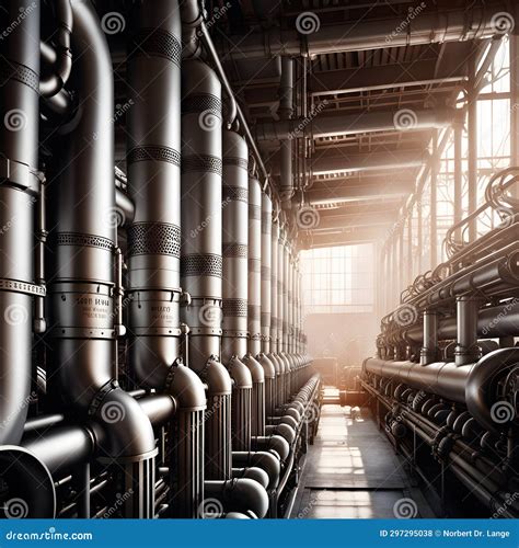 Long Pipelines AI Generatet Stock Photo Image Of Manufacture Lines