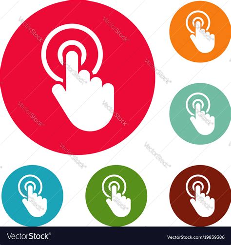 Hand Cursor Click Icons Circle Set Royalty Free Vector Image