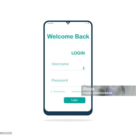 스마트 폰에 간단한 로그인 페이지 템플릿 디자인 로그인할 사용자 이름 및 암호입니다 인터페이스 로그인 권한 부여를 위한 데이터입니다 개념에 대한 스톡 벡터 아트 및 기타