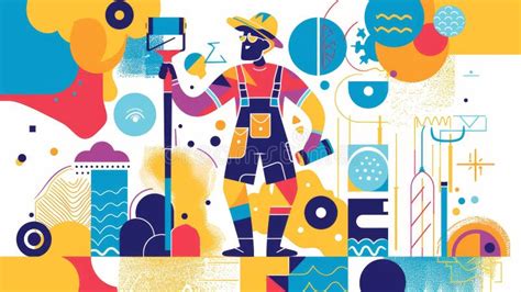 a construction and building doodle landing page with a repair worker a