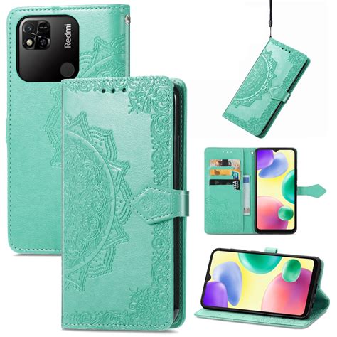 For Xiaomi Redmi A Mandala Flower Embossed Leather Phone Case Green Alexnld Com