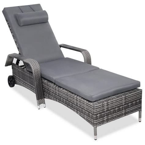 Costway Patio Rattan Chaise Wicker Outdoor Lounge Chair With Gray
