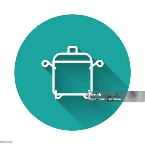 Ligne Blanche Icône De Casserole Isolée Avec Un Long Fond Dombre