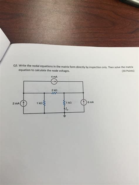 Solved Write The Nodal Equations In The Matrix Form Directly Chegg