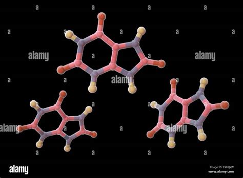 Illustration Of The Molecular Structure Of Uric Acid A Compound With