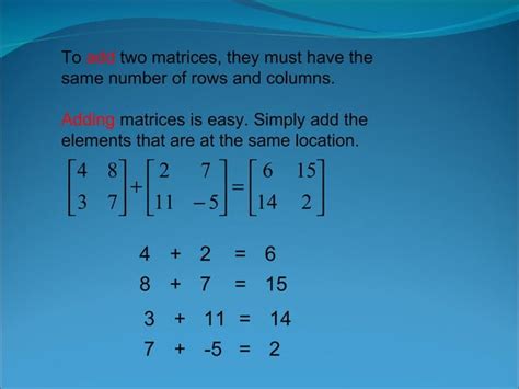 Matrix Addtion And Subtraction Basics Ppt