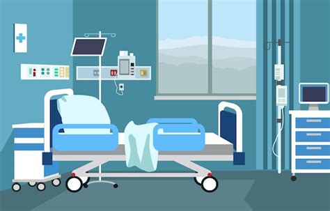 Premium Vector Interior Landscape Of Hospital Inpatient Room With Bed
