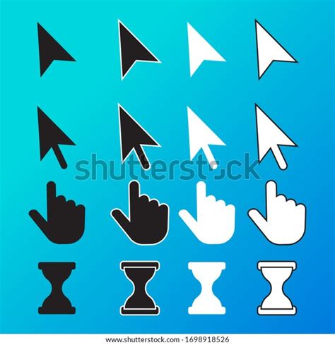Pixel Cursor Pointer Hand Arrow Hourglass Click Press Vector Icons Cursor Symbol Hand