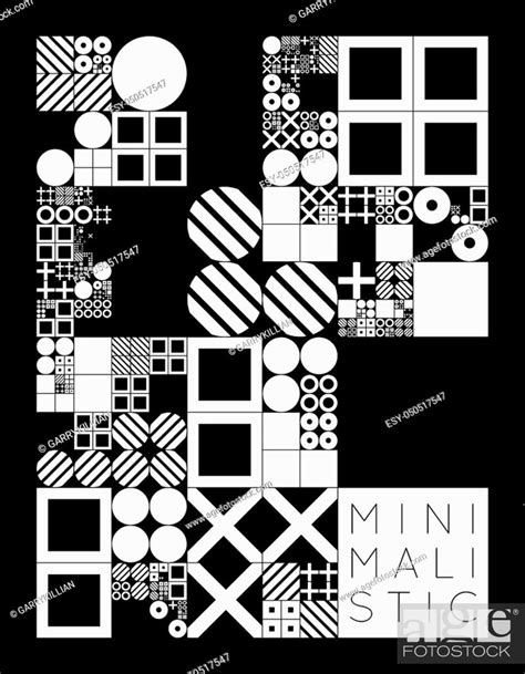 Subdivided Grid System With Symbols Randomly Sized Objects With Fixed Space Between Stock