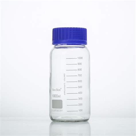 1000ml Wide Mouth Reagent Media Storage Lab Glass Bottle With Screw Lid