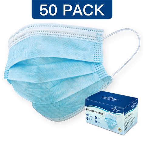 Face Masks 50 Ct Disposable Safety Protection With Ear Loops For Home