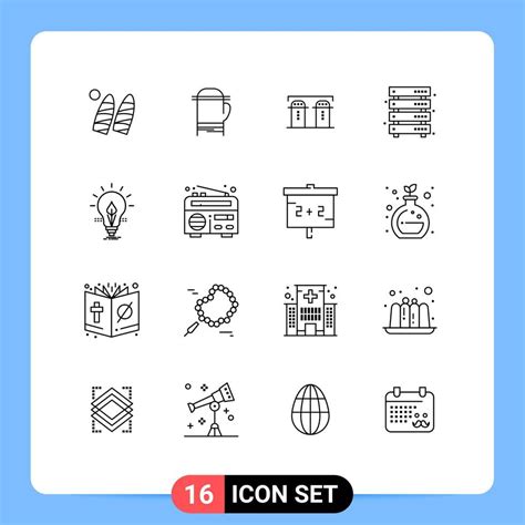 16 Universal Outlines Set For Web And Mobile Applications Bulb Storage Salt Server Data Editable
