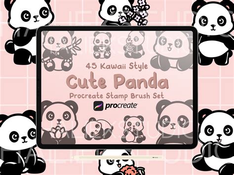 Panda Procreate Stamp Brush Set Graphic By HalieKStudio Creative Fabrica