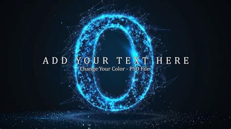 Premium Psd Blue Glowing Digital Number Zero Abstract Background