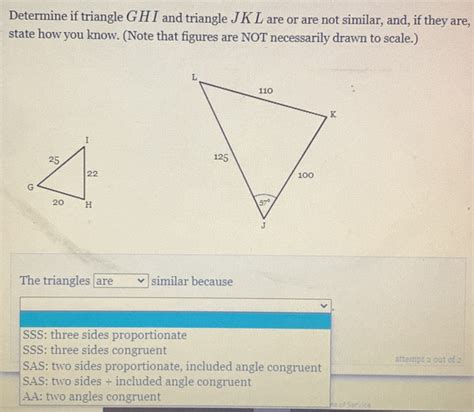 solved determine if triangle ghi and triangle jkl are or are not
