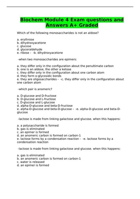Biochem Module 4 Exam Biochem Module 4 Exam Stuvia Uk