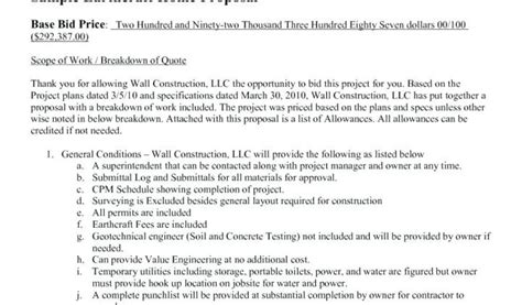 Drywall Bid Proposal Template Drywall Bid Proposal Template Image