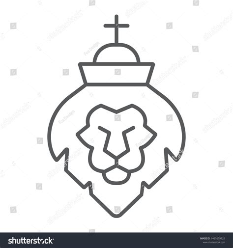 Lion Judah Thin Line Icon Religion Stock Vector Royalty Free