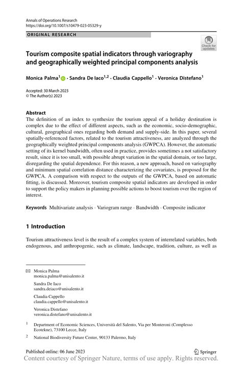 pdf tourism composite spatial indicators through variography and