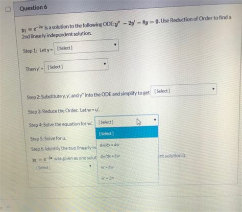 solved question 6 2a is a solution to the following ode