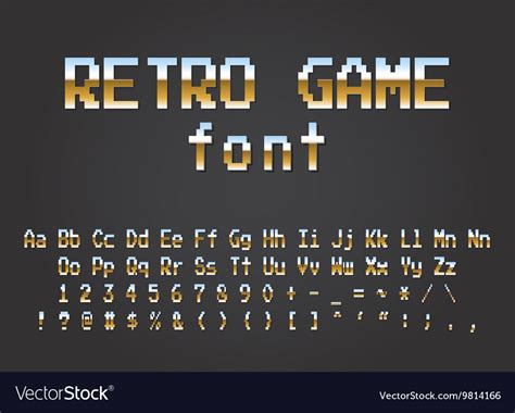 Pixel Retro Font Video Computer Game Design 8 Bit Vector Image