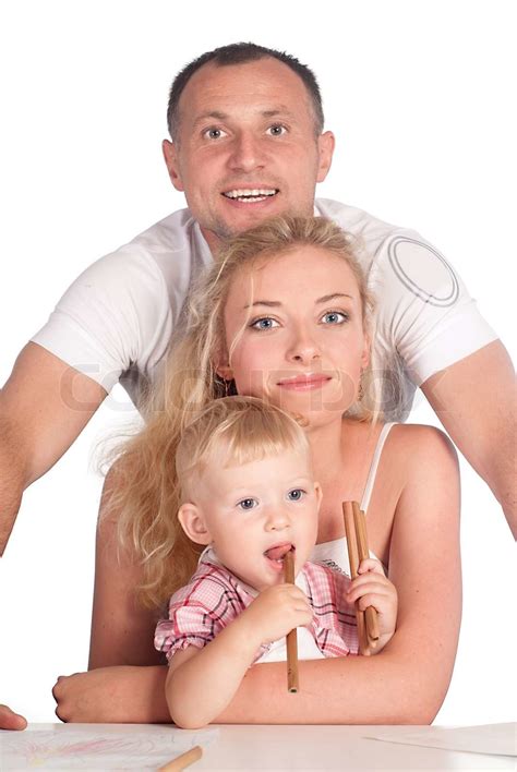 Sød Familie Tegning Stock Foto Colourbox