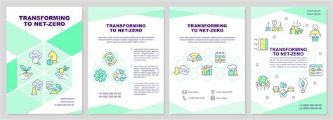 Transforming To Net Zero Green Brochure Template Technology Leaflet Design With Linear Icons
