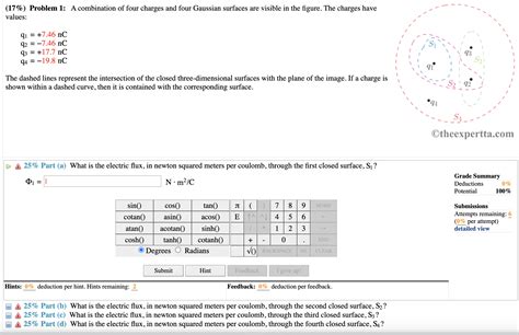 17 Problem 1 A Combination Of Four Charges And Four Gaussian
