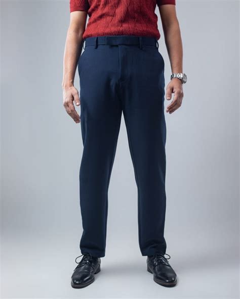Everyday Straight Leg Pants In Navy Blue Gorur Ghash