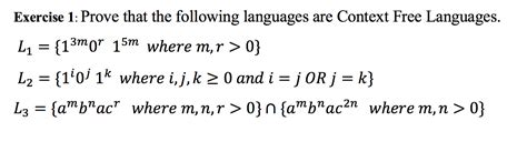 Solved Exercise 1 Prove That The Following Languages Are