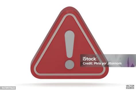 3d Panneau Davertissement Triangle Rouge Réaliste Isolé Sur Fond Blanc