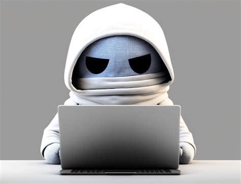 Premium Photo Cute Anonymous Hacker With White Hoodie Using Computer