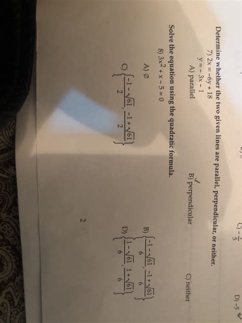 Solved Determine Whether The Two Given Lines Are Parallel Chegg