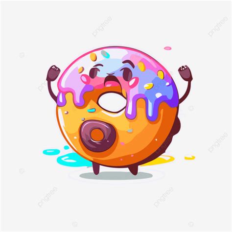Jelly Donut Vector Sticker Clipart Cartoon Donut Illustration Cute Cartoon Illustration