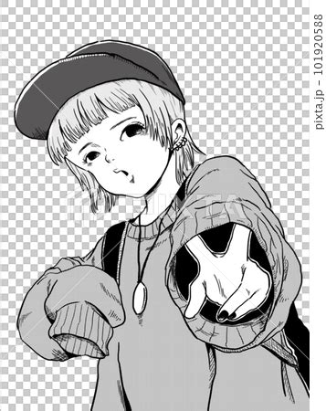 ピースしてる女の子のイラスト素材 101920588 PIXTA
