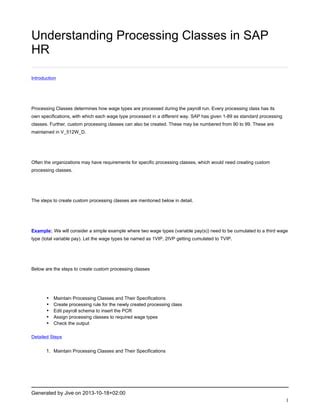 Understanding Processing Classes In Sap PDF