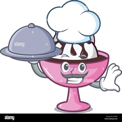 Chef With Food Ice Cream Sundae Mascot Cartoon Stock Vector Image And Art