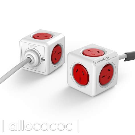 Allocacoc Powercube Extended Red 5 Outlets 1 5m