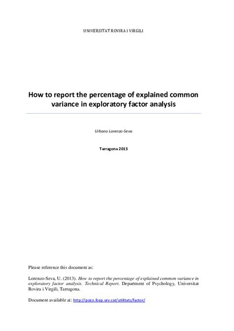 Pdf How To Report The Percentage Of Explained Common Variance In