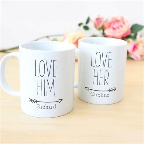 Personalised Love Him Love Her Couples Mug T Set By Hope And