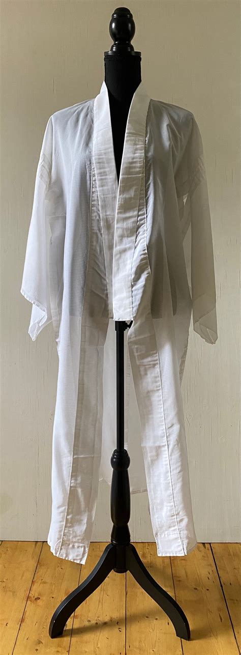 White See Through Long Kimono Robe Authentic Japanese Vintage Etsy