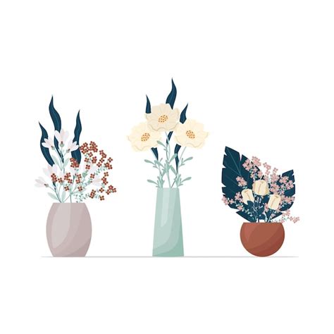Ensemble De Fleurs Dans Des Vases De Style Bohème Composition De Fleurs