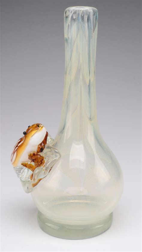 Handmade Art Glass Vase With Applied Salamander Ebth
