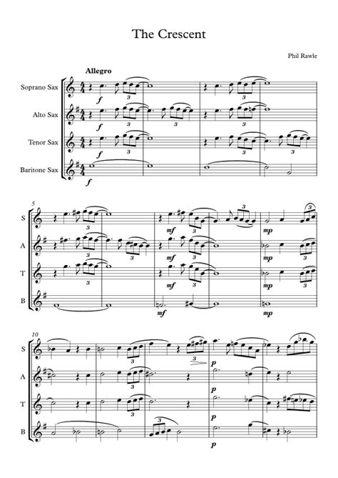 The Crescent Saxophone Quartet Sheet Music Phil Rawle Woodwind