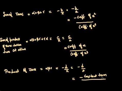 Relationship Between Zeros And Coefficients Of A Cubic Polynomial Video Lecture Class
